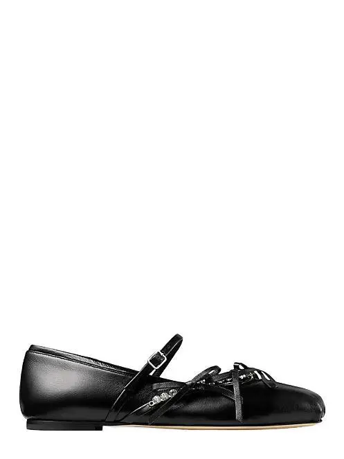 JIMMY CHOO Loli Ballerina Leather Flats - Black/black