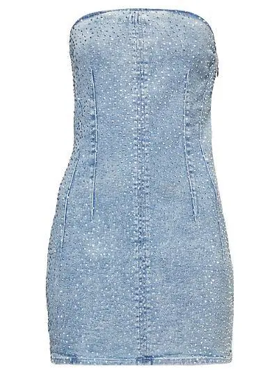 Good American Strapless Crystal-embellished Mini Dress - Indigo985