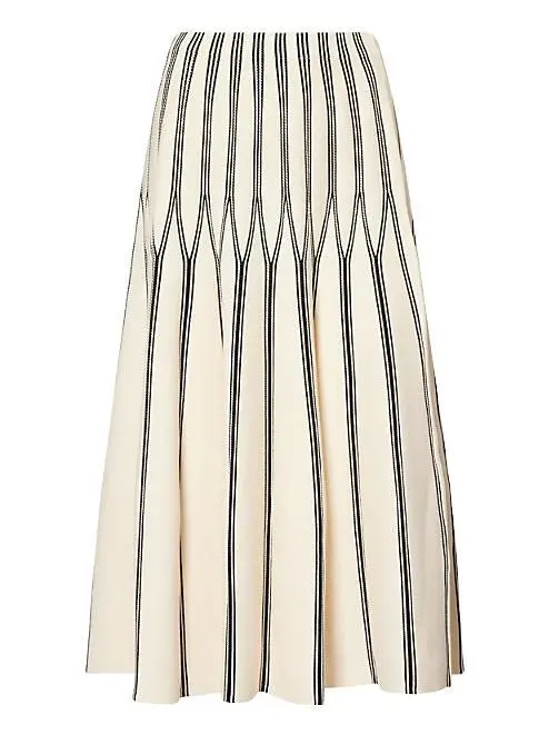 Zimmermann Striped Knitted Midi Skirt - Cream Stripe