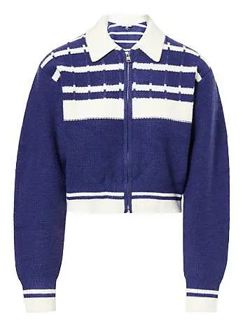 THE COUTURE CLUB Striped Knitted Cardigan - Navy