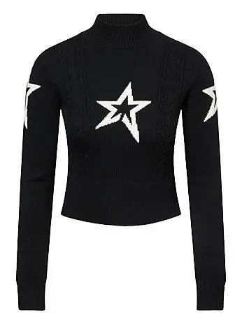 Perfect Moment Cable Star-pattern Merino-wool Jumper - Black