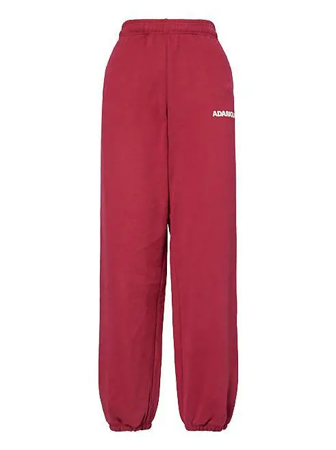 ADANOLA Logo-embroidered Cotton-jersey Jogging Bottoms - Berry Red