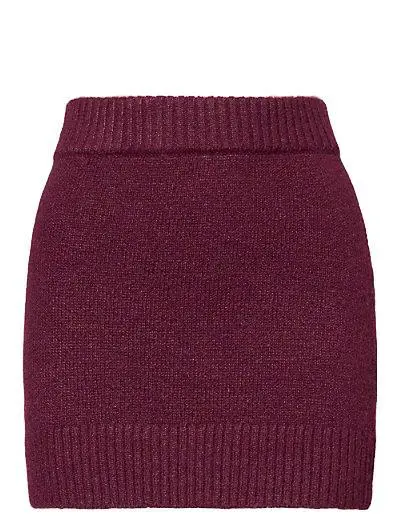 THE COUTURE CLUB Slim-fit Knitted Mini Skirt - Plum