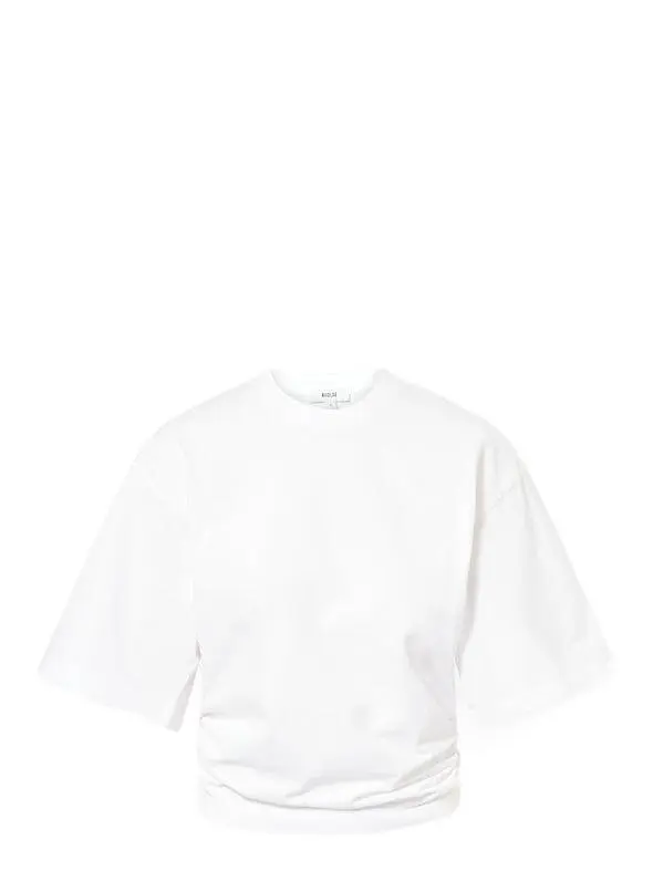 AGOLDE Shari Ruched Cotton-jersey T-shirt - White