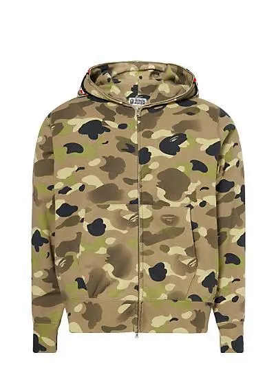 A BATHING APE Gradation Shark Camouflage Cotton Hoody - Olive Drab