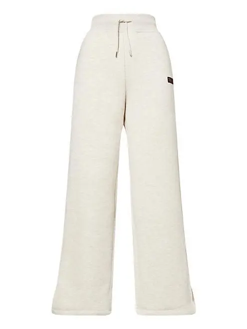 TALA Flocked-logo Wide-leg Cotton-blend Jogging Bottoms - Oat Marl