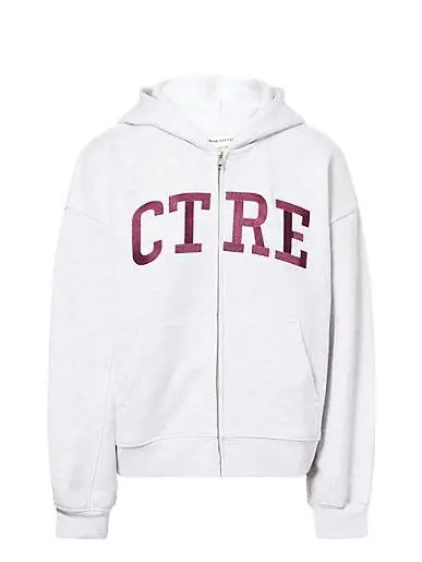 THE COUTURE CLUB Brand-patch Cotton-blend Hoodie - Greymarl