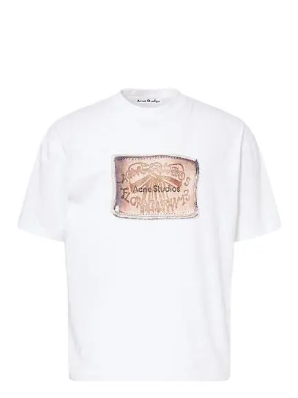 Acne Studios Embroidered-patch Short-sleeves Cotton T-shirt - White
