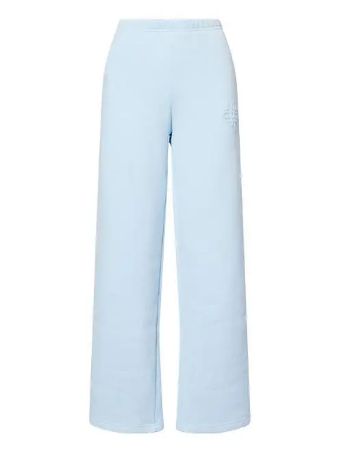 THE COUTURE CLUB Raised Emblem Wide-leg Cotton-jersey Jogging Bottoms - Powder Blue