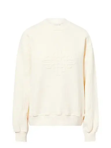 THE COUTURE CLUB Cotton-jersey Sweatshirt With Quilted Branding - Buttermilk