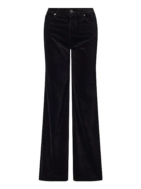 7 For All Mankind Retro Flare Velvet Stretch-cotton Blend Jeans - Black