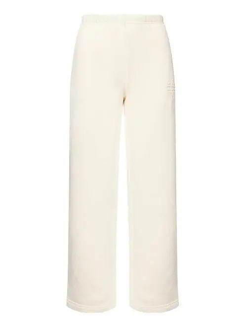 THE COUTURE CLUB Raised Emblem Wide-leg Cotton-jersey Jogging Bottoms - Buttermilk