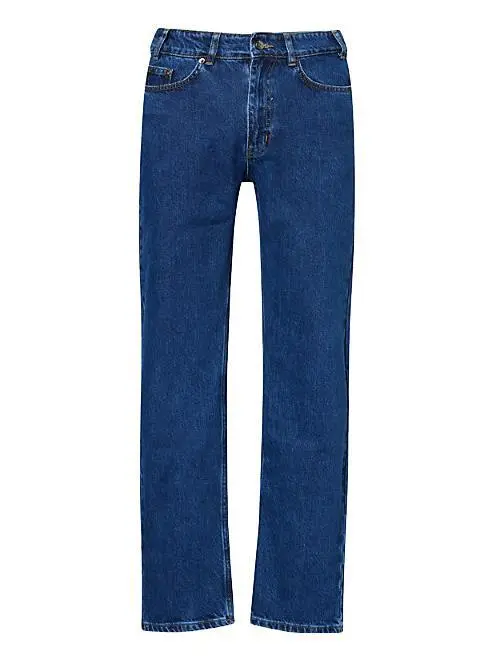 PERCIVAL Brand-patch Straight-leg Denim Jeans - Mid Wash Blue