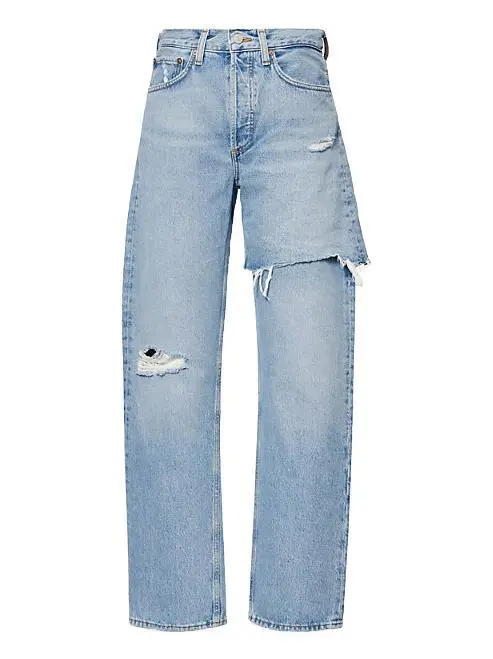 AGOLDE Amryn Distressed Straight-leg Jeans - Release (auth Md Indigo)