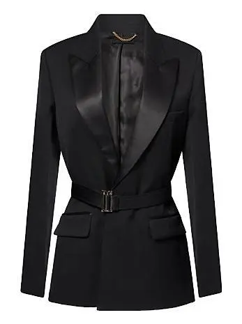 Victoria Beckham Single-breasted Belted Tailored Wool-blend Jacket - Black