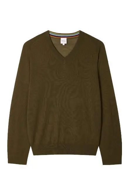 Paul Smith Merino Wool V-neck Sweater - Brown