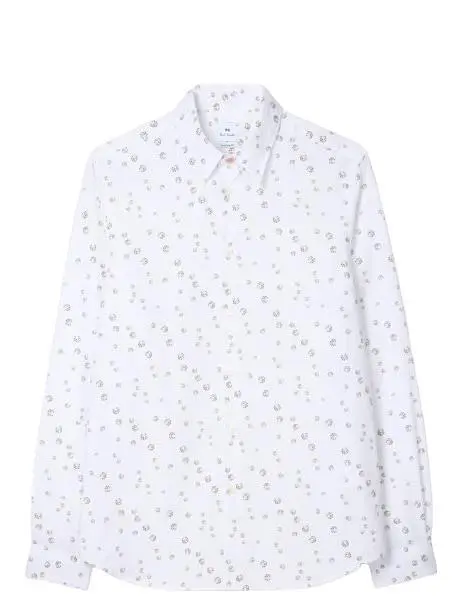 Paul Smith Tailored-fit 'dice' Print Shirt - White
