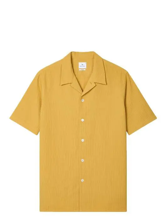 Paul Smith Mustard Textured-cotton Short-sleeve Shirt - Yellow