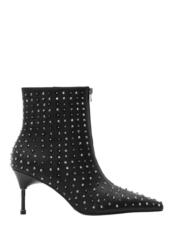 ALLSAINTS Leather Studded Heeled Boots - Black