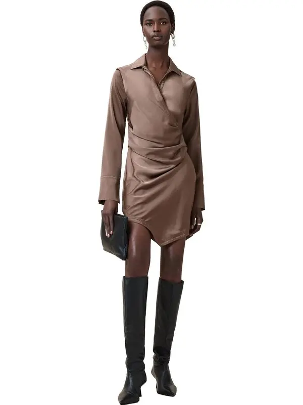 ALLSAINTS Tira Satin Mini Dress - Brown