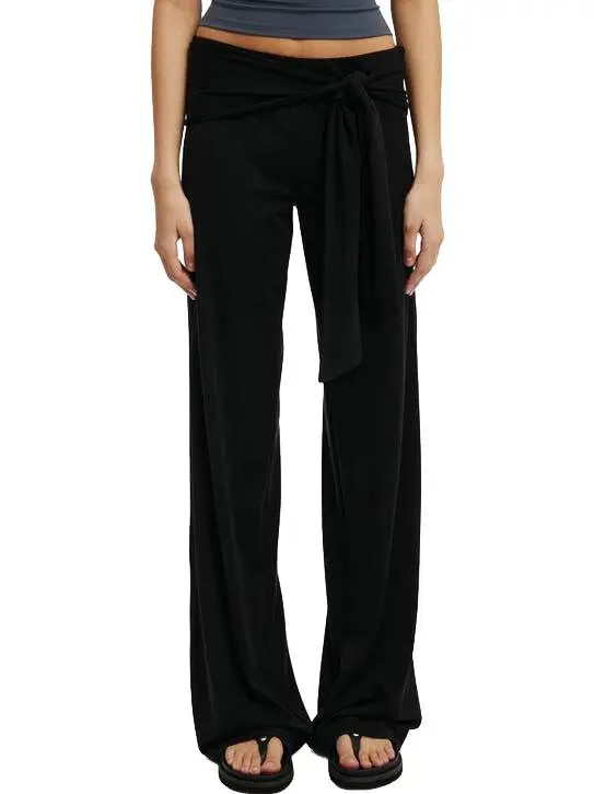 COTTON ON Relaxed Leg Tie Pants - Black