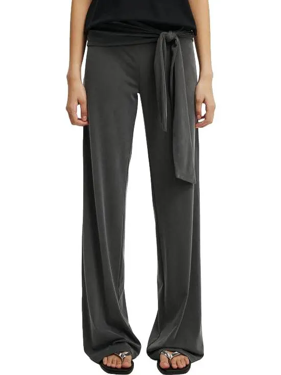 COTTON ON Relaxed Leg Tie Pants - Charcoal