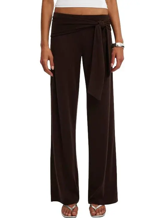 COTTON ON Relaxed Leg Tie Pants - Dark Oak