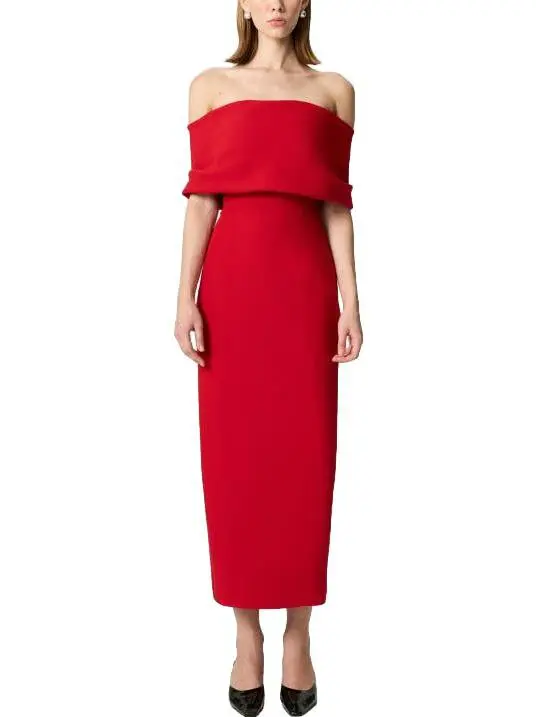 NOCTURNE Off-the-shoulder Midi Dress - Red