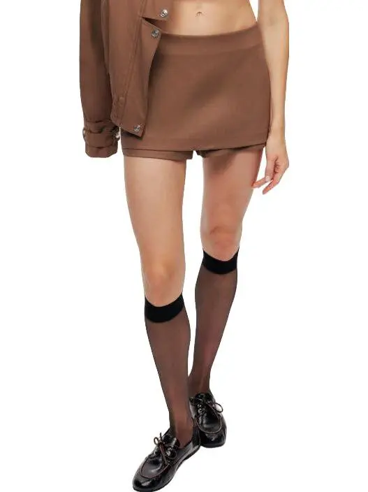 NOCTURNE Tailored Wrap Mini Skort - Brown