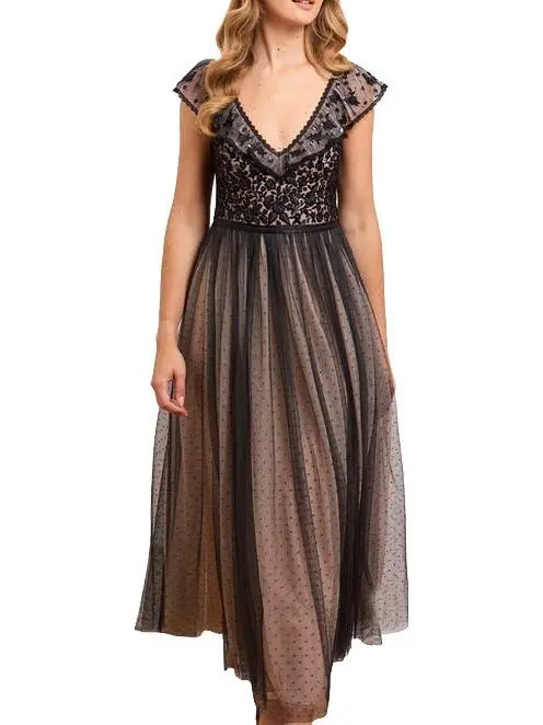 NEEDLE & THREAD Adeline Bodice Ankle Gown - Graphite/beige