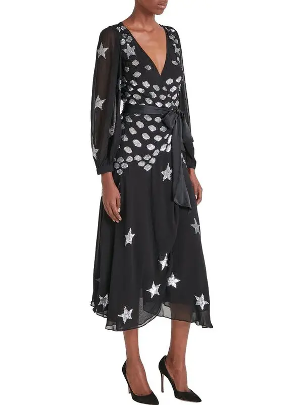 TEMPERLEY LONDON Etoile Wrap Dress - Black Mix