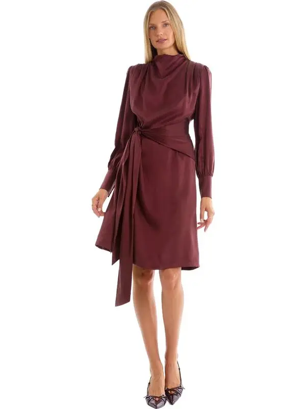 SECRET PON-PON Mina Organic Silk Midi Dress - Plum