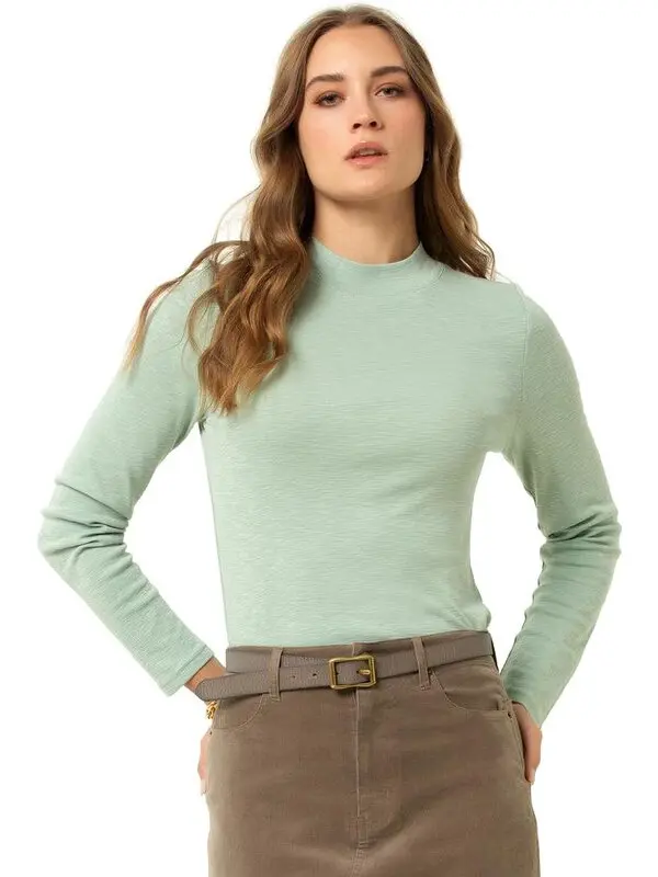 SINGLE STITCH Long Sleeve Crew Neck Tee - Mint Green