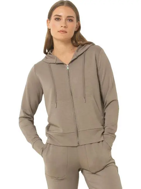 SINGLE STITCH Ultra Soft Full Zip Relaxed Fit Hoodie - Walnut