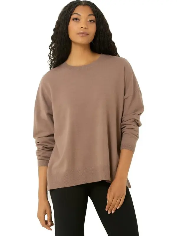 SINGLE STITCH Relaxed Crew Neck Sweater - Deep Taupe