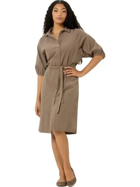SINGLE STITCH Corduroy Midi Shirt Dress - Driftwood