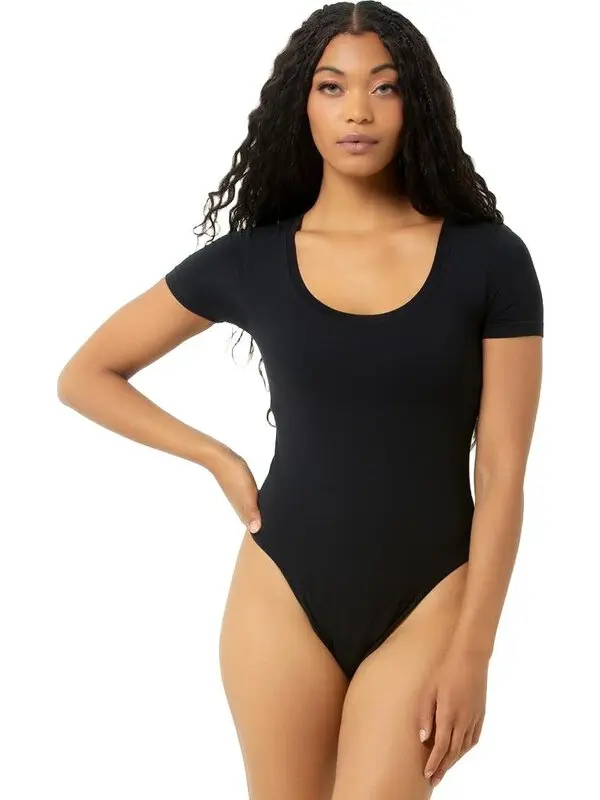 SINGLE STITCH Seamless Modal Blend Bodysuit - Black
