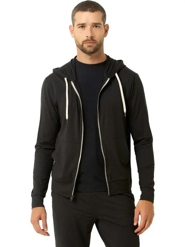 SINGLE STITCH Full Zip Hoodie - Heather Black