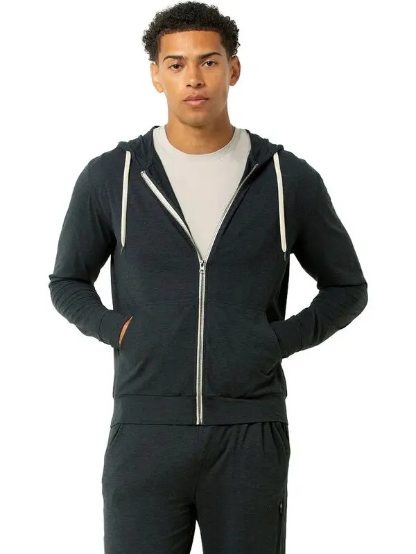 SINGLE STITCH Full Zip Hoodie - Heather Navy