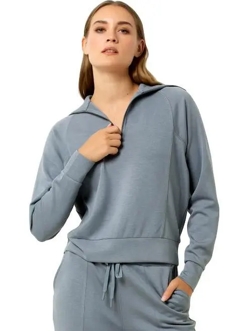 SINGLE STITCH Ultra Soft Quarter-zip Pullover - Slate Blue