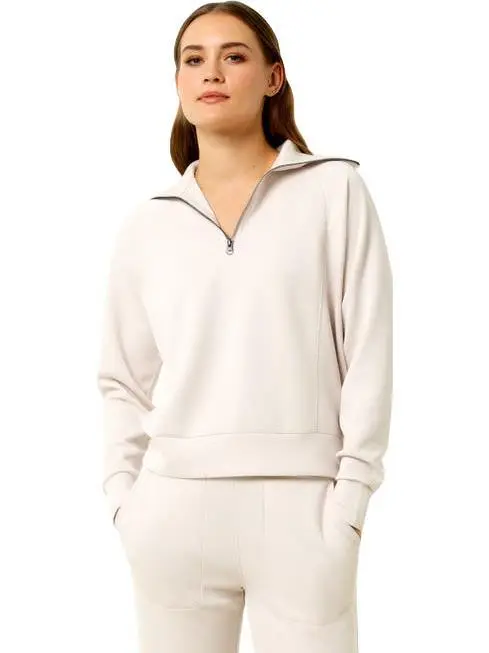 SINGLE STITCH Ultra Soft Quarter-zip Pullover - Winter White