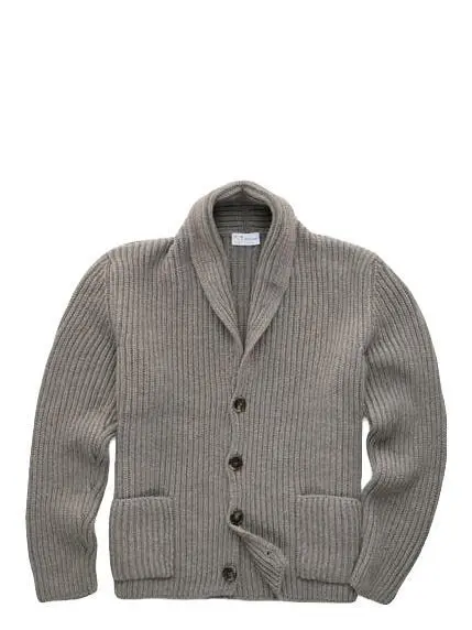 WOLF VS. GOAT (WVG) Wool Chunky Shawl Collar Cardigan - Cocoa Powder