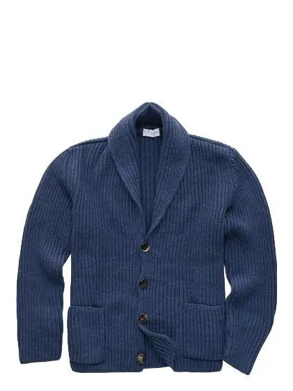 WOLF VS. GOAT (WVG) Wool Chunky Shawl Collar Cardigan - Midnight