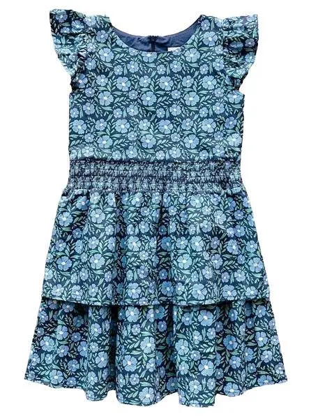 FLORENCE EISEMAN Floral Print Dress With Waist Ruching - Blue Floral