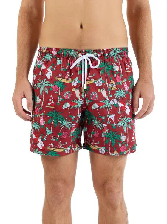 Kenny Flowers Christmas Island Margaritaville Swim Trunks - Red