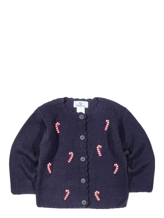 FLORENCE EISEMAN Sweater With Candy Canes - Navy/ Red/ White
