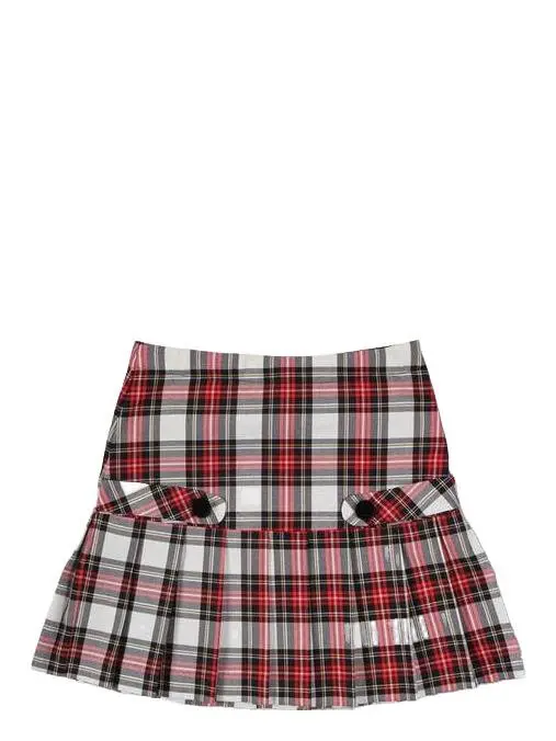 FLORENCE EISEMAN Plaid Pleated Skirt - Red And White Plaid