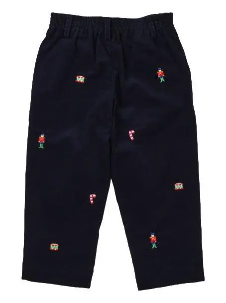 FLORENCE EISEMAN Corduroy Pants With Embroidery - Navy/ Red/ Green/ White