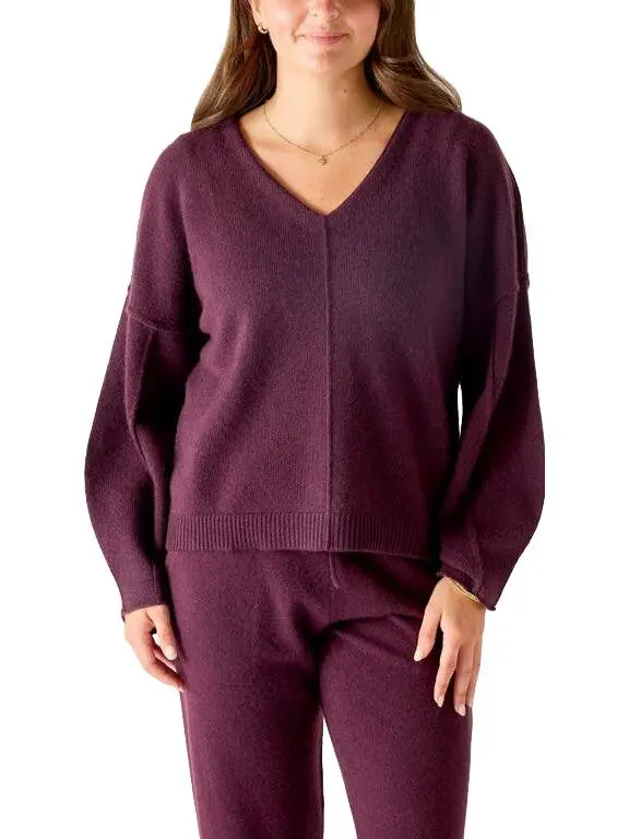 VOYAGEUR BY MERSEA Lugano Cashmere V-neck Sweater - Plum