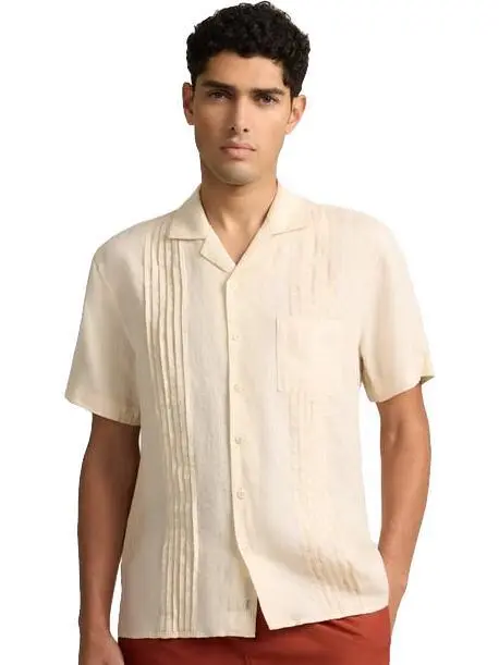 Onia Linen Pintuck Camp Shirt - Natural
